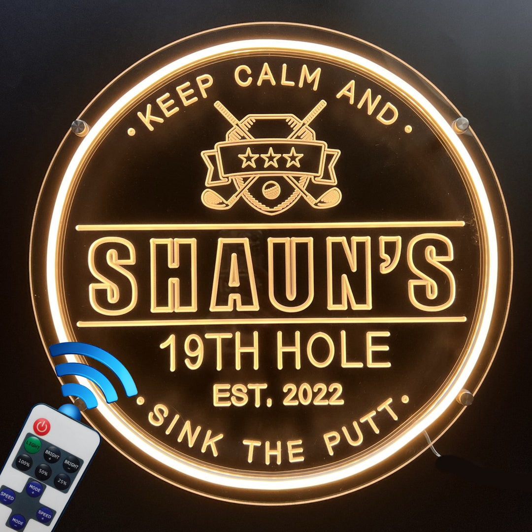 Golf Bar Signs for Home Bar, Personalized LED Golf Clubs Bar Lights ...