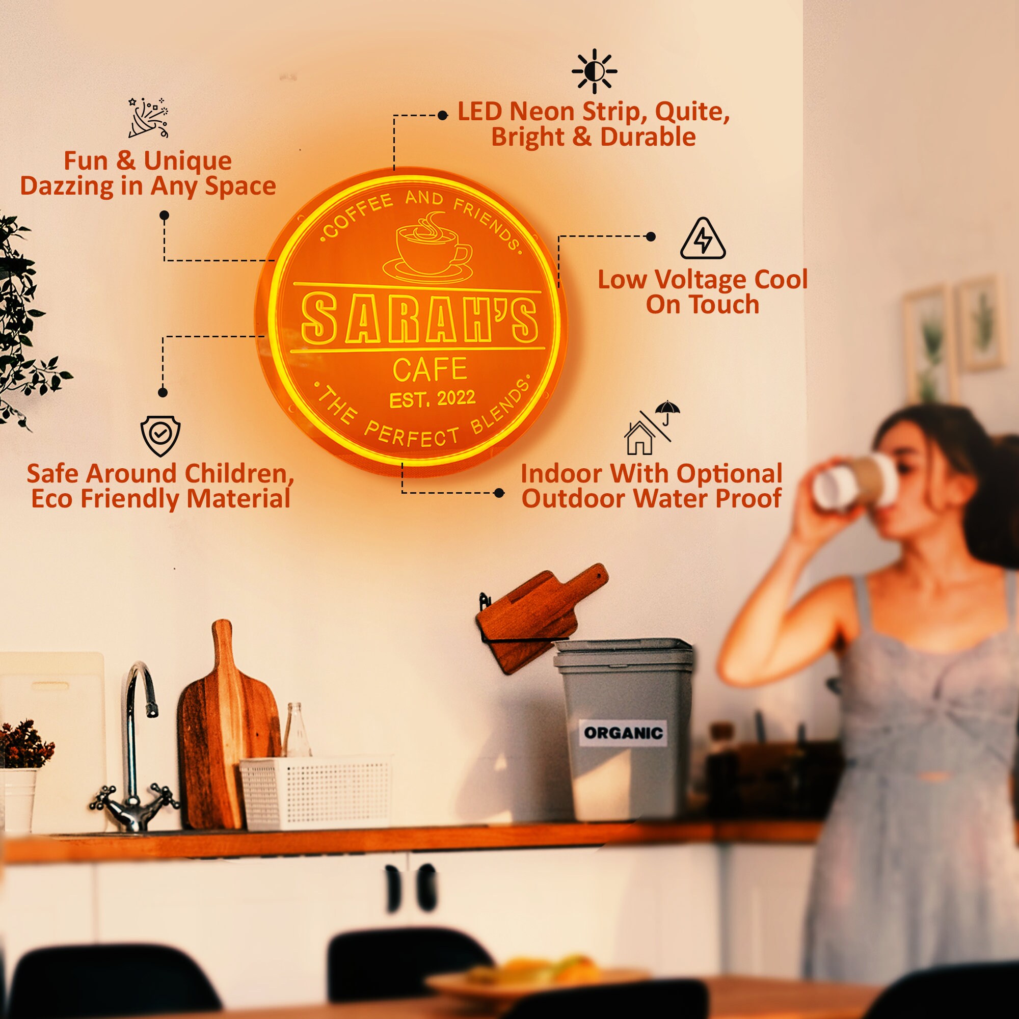 Personalized Coffee Signs for Coffee Bar- Custom LED Coffee and Tea ...