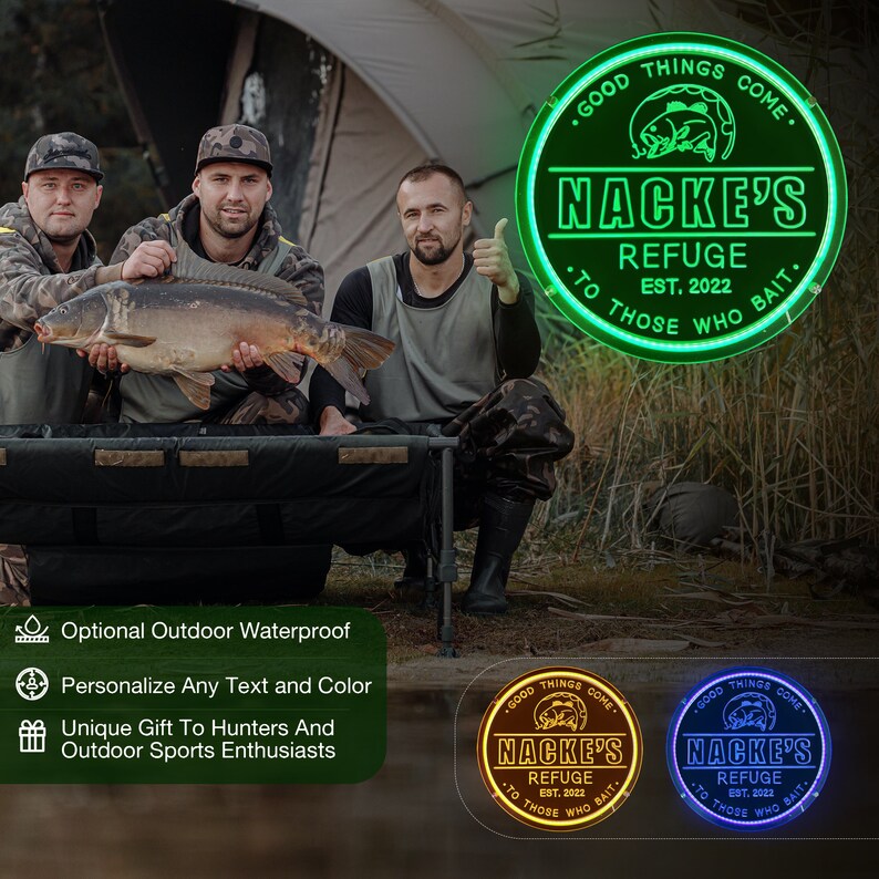 Personalized Fishing Gift LED Bar Sign Custom Bass Fishing Decor for ...