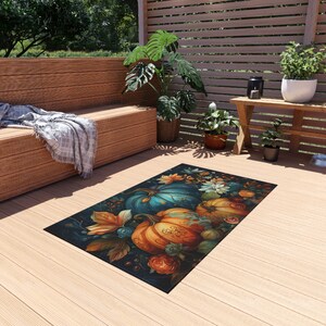 Cozy Fall Outdoor Rug Pumpkin Fall Design Autumn Home Decor - Etsy