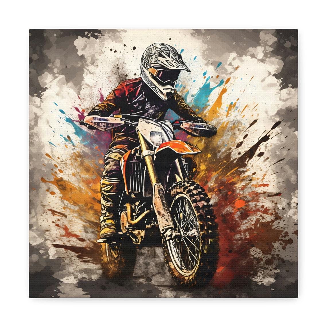 Abstract Dirt Bike Art: Gritty and Intense Wall Decor - Etsy