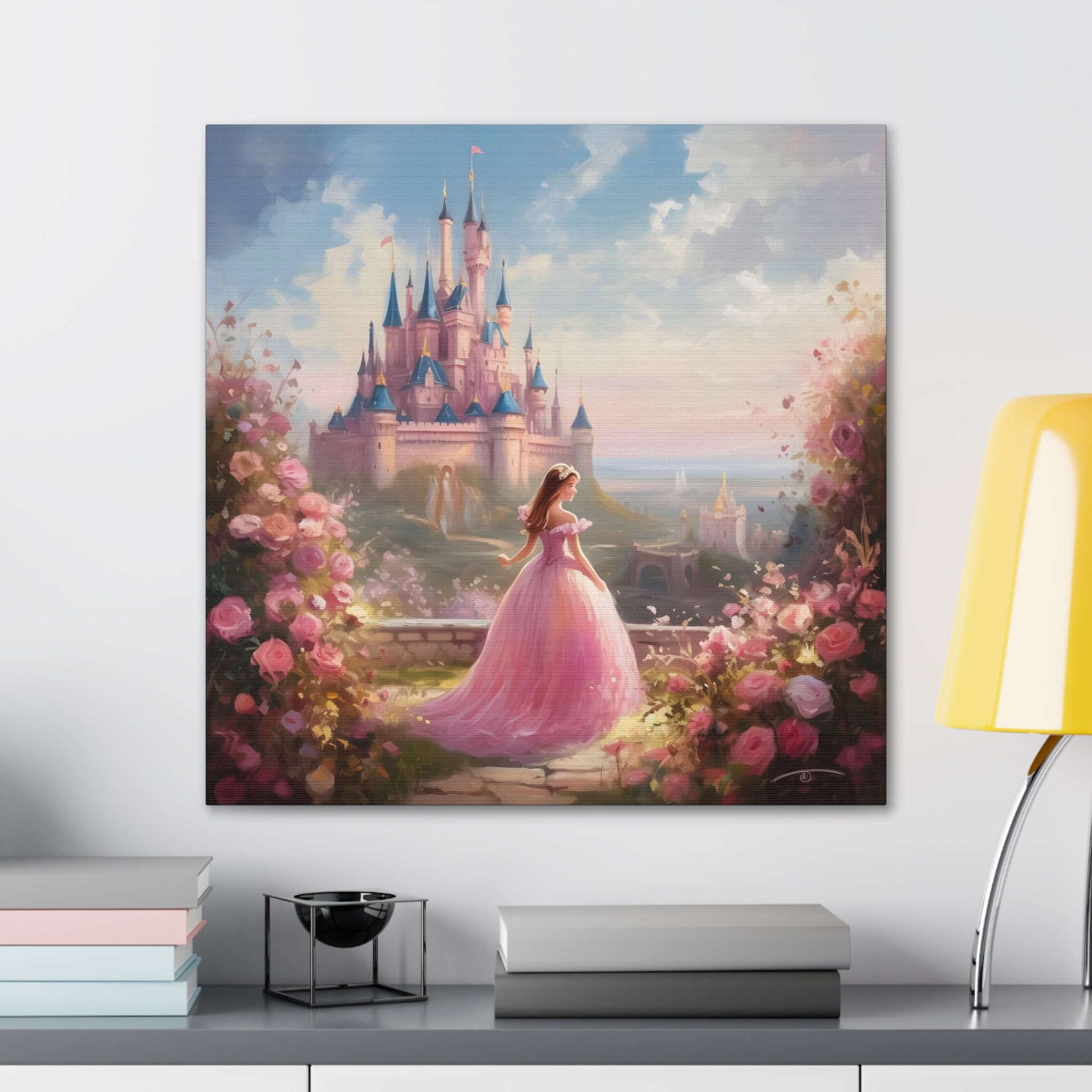 Pink Princess Castle Roses Wall Art Birthday Gift Daughter Niece Girl ...