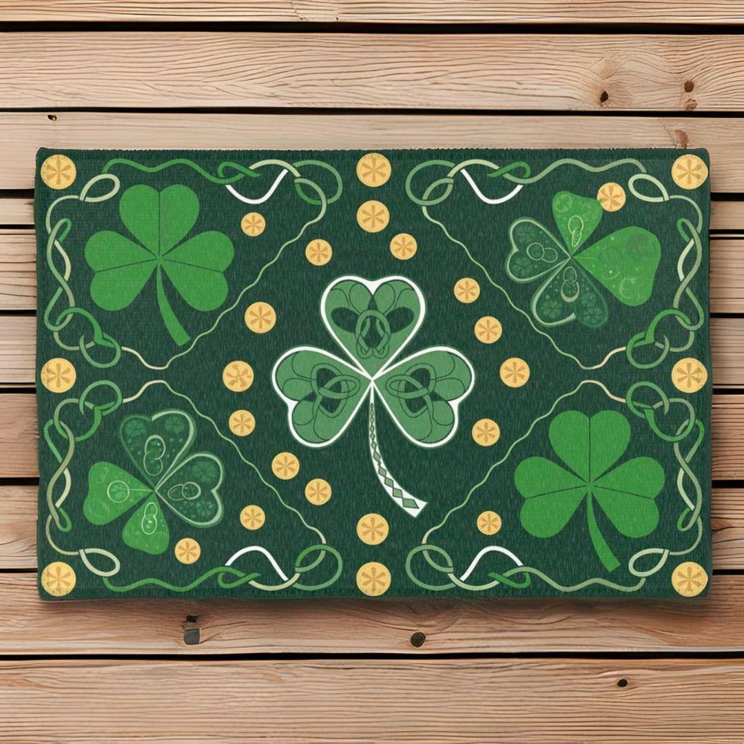 Area Rugs Festive Shamrock and Celtic Knot Indoor Rug Design St ...
