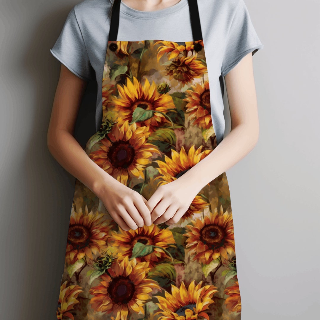 Sunflower Apron Cooking Apron Women Apron Girls Apron Floral Apron Cute ...