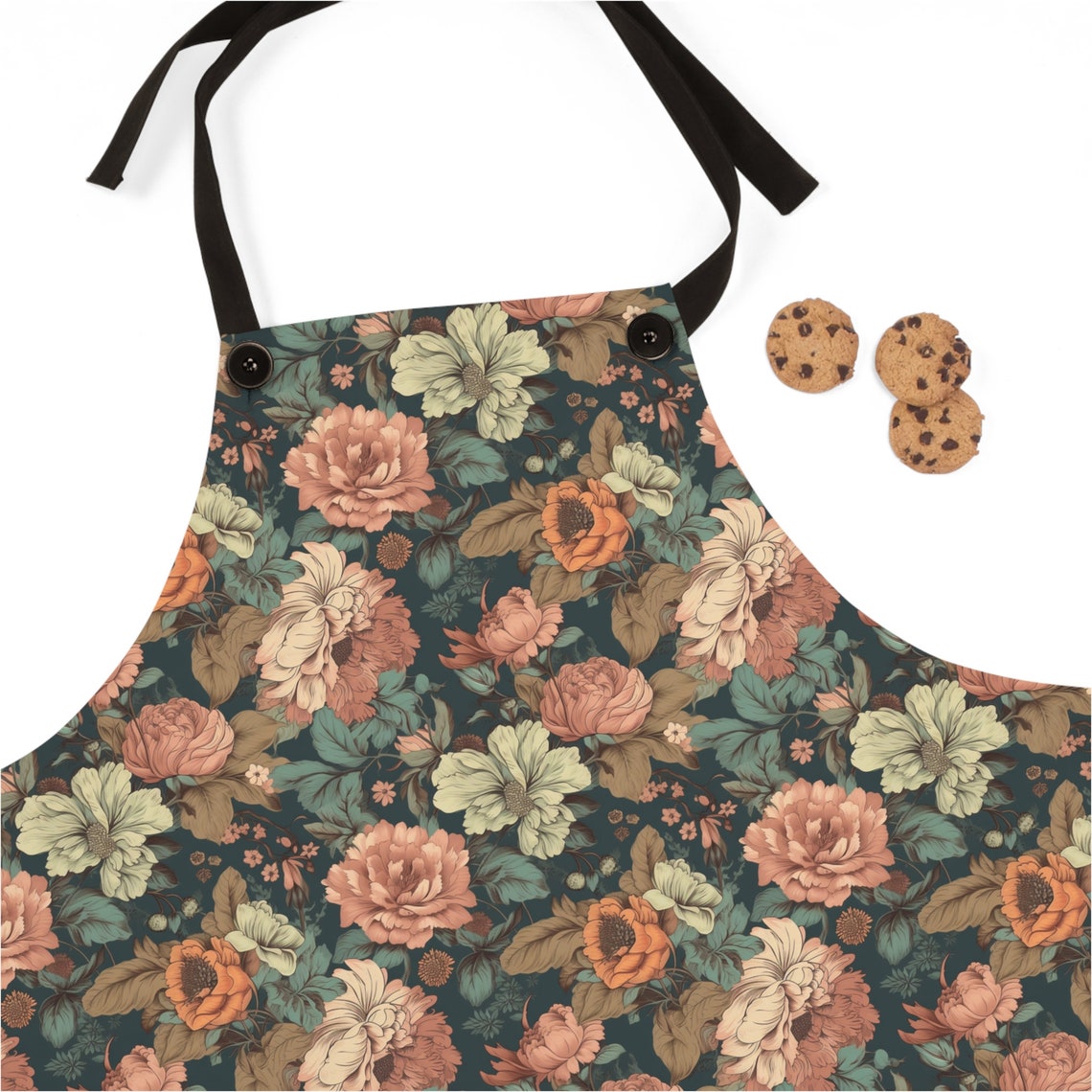 Floral Apron Flowers Apron for Woman Poly Twill Apron Gift for Mom Gift ...