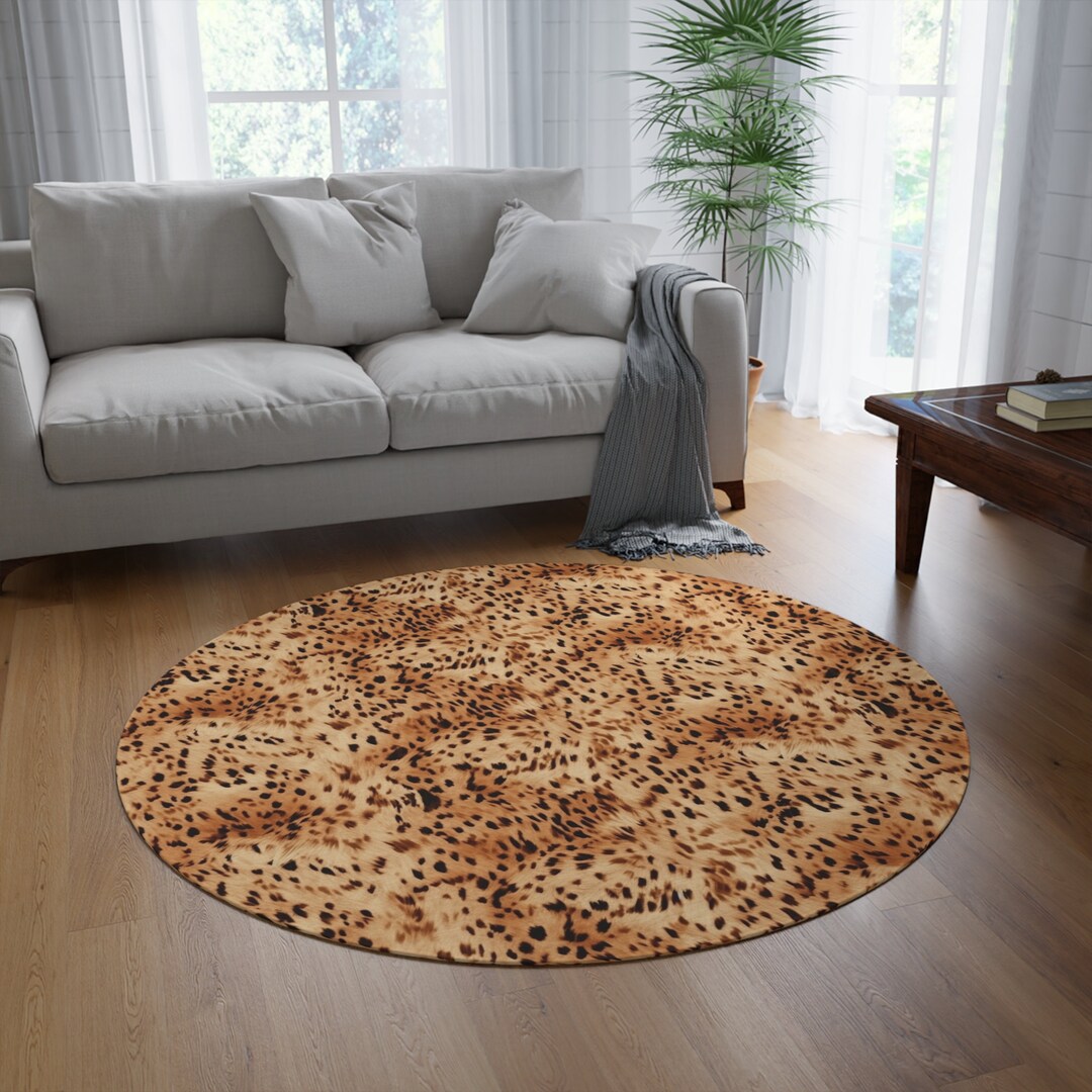 Leopard Print Round Rug Animal Print Round Best Selling Chenille Area ...