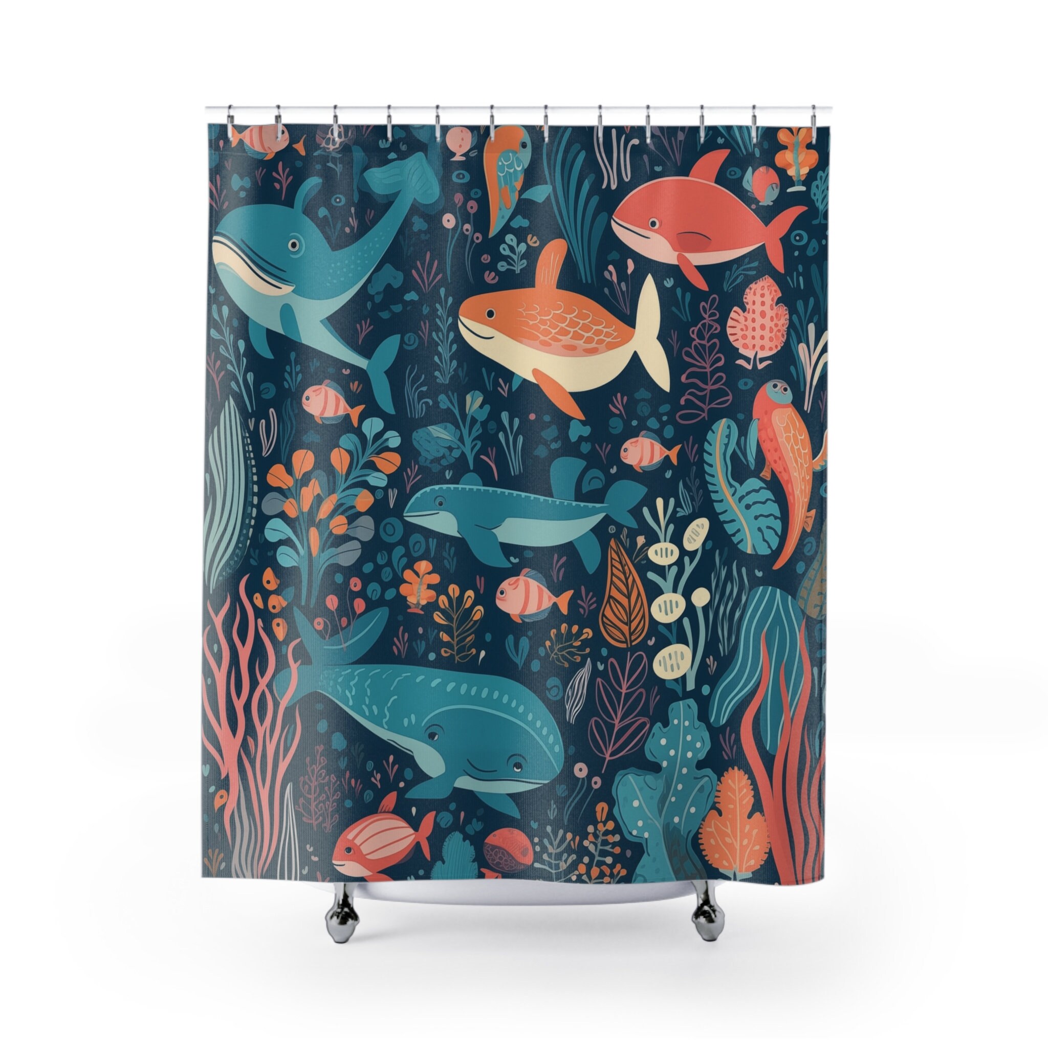 Underwater Creatures Shower Curtains Dolphins Turtles Fish - Etsy