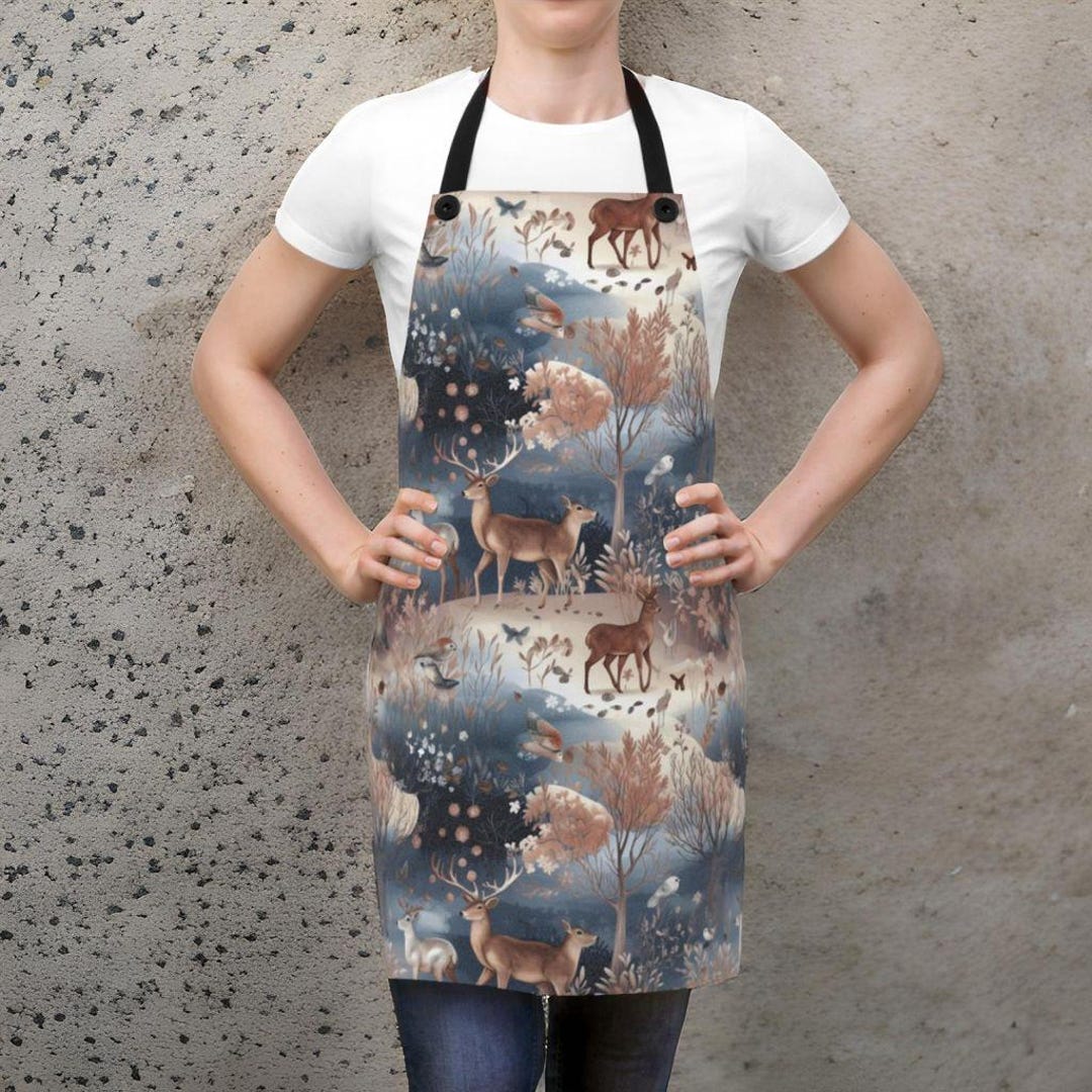 Snowy Woodland Animals Apron Winter Wonderland Kitchen Cooking Apron ...