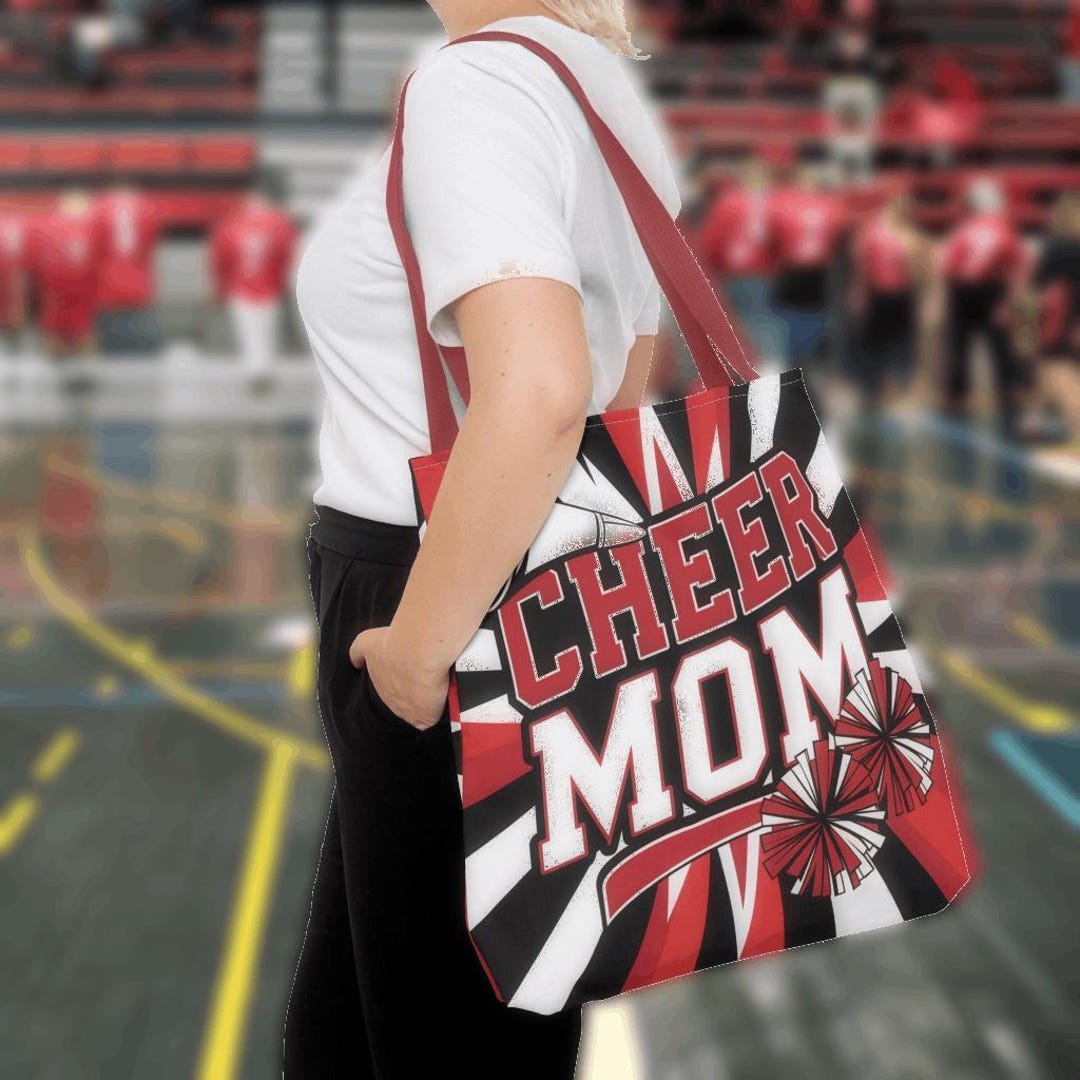 Cheer Mom Tote Bag: Varsity Cheerleading, Megaphone & Pom-poms - Etsy