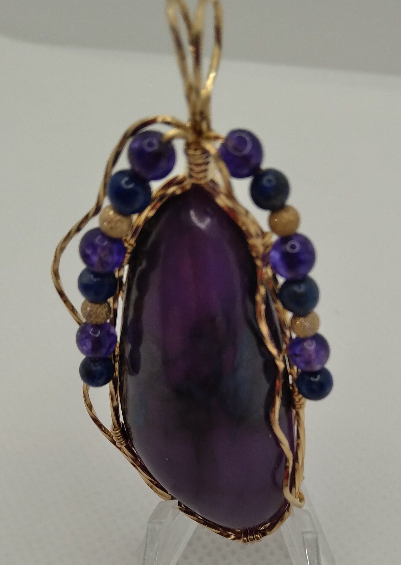 Spectacular Sugilite and Richterite Pendant Wrapped in 14 Carat Gold ...