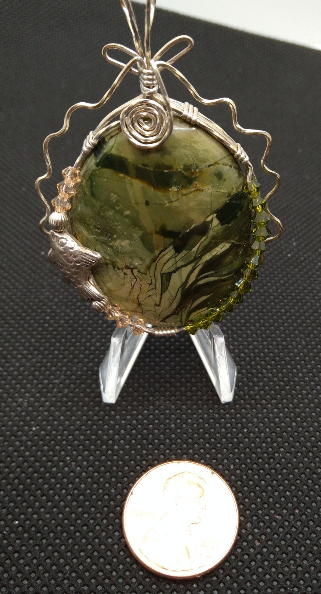 Rare Morrisonite Pendant Wrapped in Sterling Silver Wire With SS Beads ...