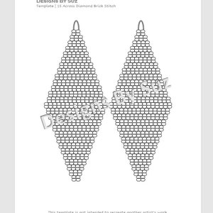 15 Across Diamond Templates BUNDLE, Beaded Earring Template, Bead Graph ...