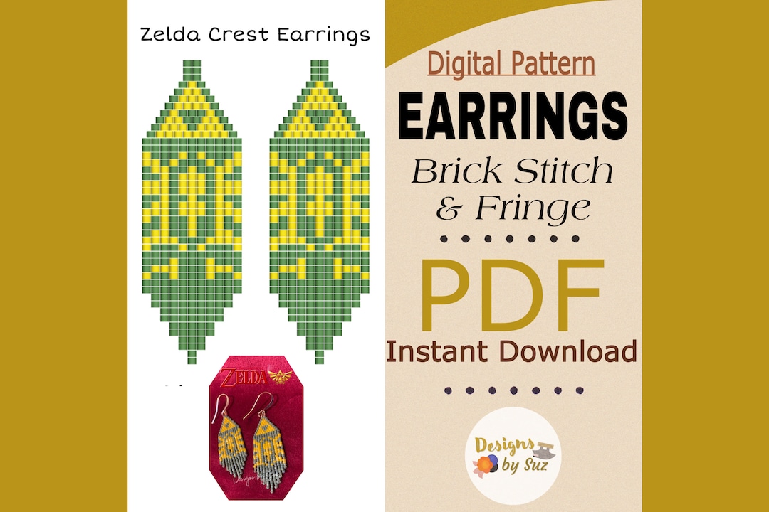 Zelda Crest Earring Pattern, Miyuki Delica Pattern, PDF Downloadable ...