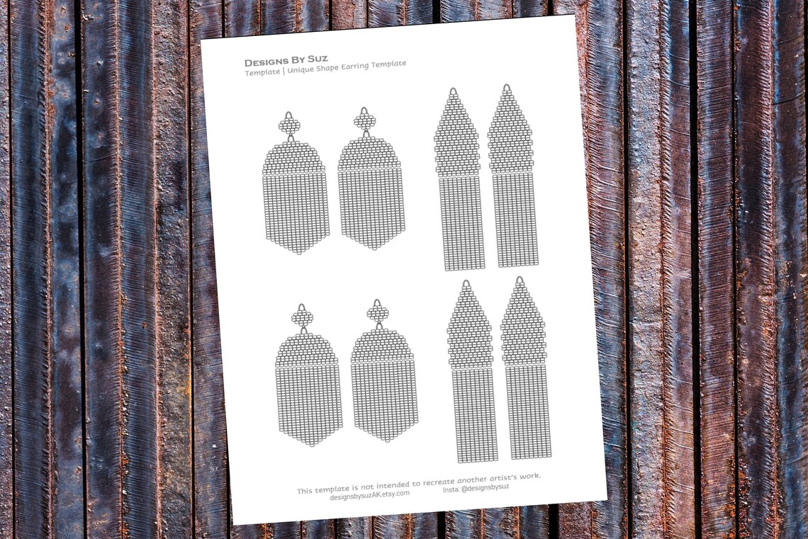 Unique Shape Template, Beaded Earring Template, Bead Graph, PDF & PNG ...