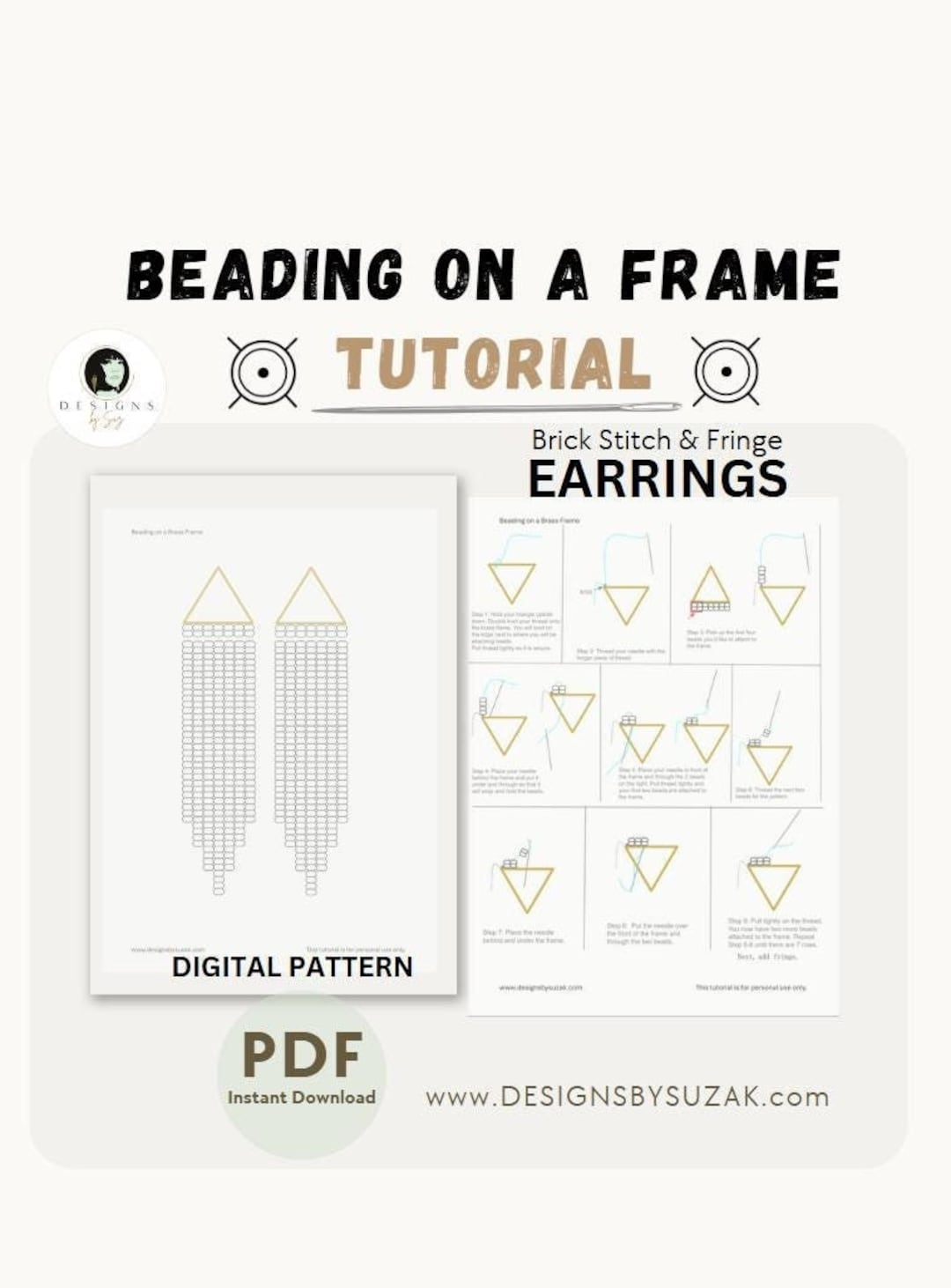 Beading on a Triangle Frame Tutorial and Template, Teaching Resource ...