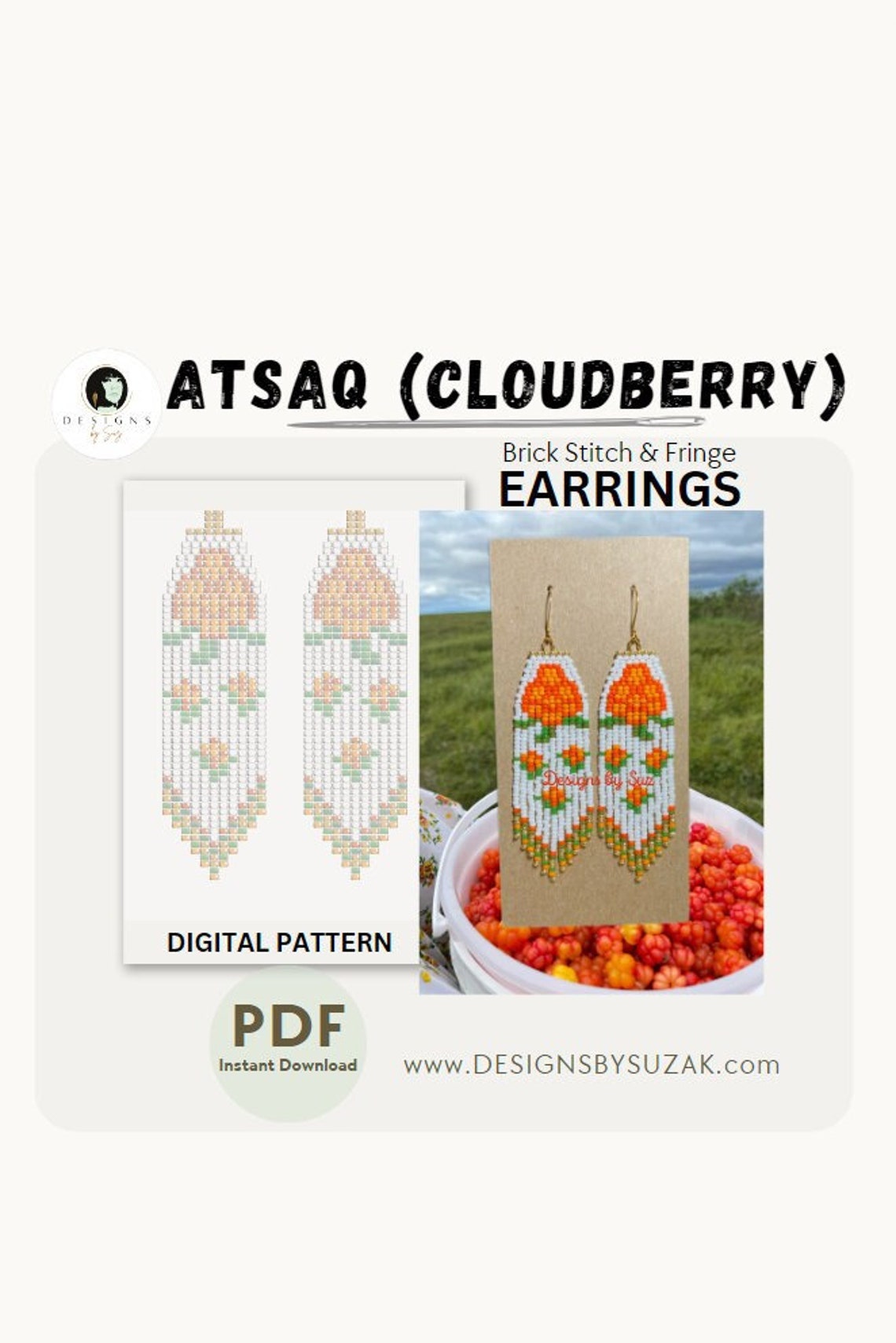 Atsaq Earring Pattern, Miyuki Round Pattern, PDF Downloadable Pattern ...
