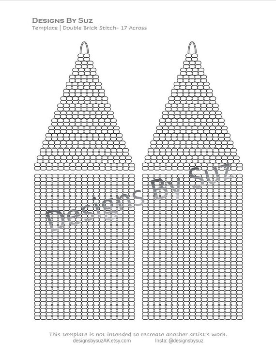 17 Across Double Brick Stitch Beaded Earring Template Bead - Etsy