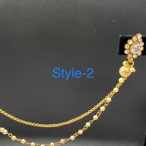 Nose Ring With Chain/ Kundan Nose Ring/marathi Nose Ring /indian Nose ...