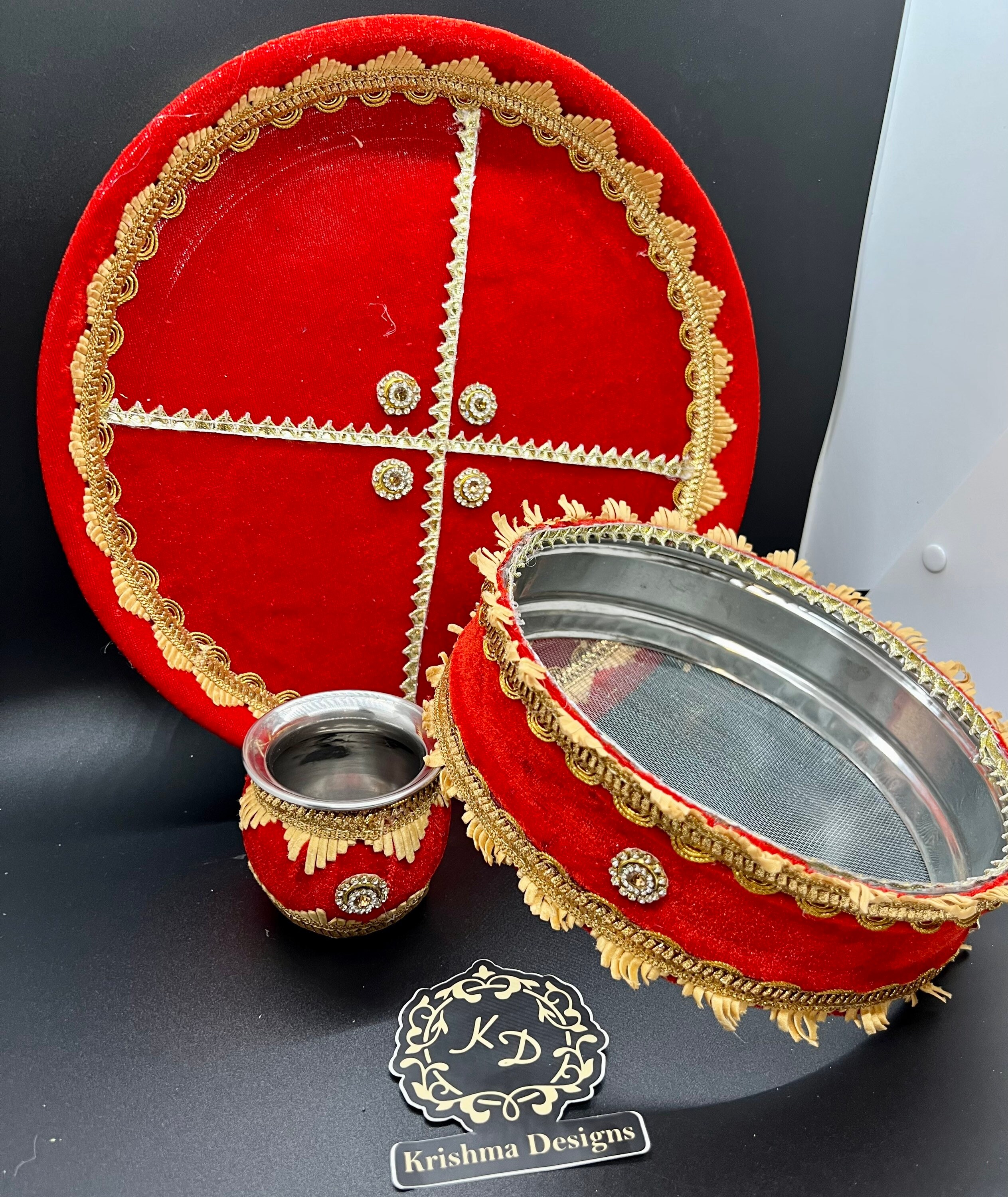 Decorative Karwa Chauth Thali Set| Thali, Channi, Kailash|perfect Gift ...
