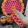 Gota Patti Decorative Karwachauth Thali Set Thali, Channi, Glass,small Kailash Traditional ...