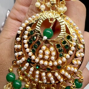 Beautiful Punjabi Pipal Patti Jadau Oversize Earring and Mang Tikka Set ...