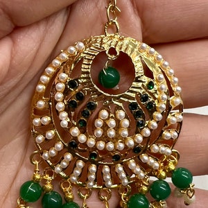 Beautiful Punjabi Pipal Patti Jadau Oversize Earring and Mang Tikka Set ...