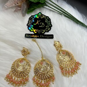 Beautiful Punjabi Pipal Patti Jadau Oversize Earring and Mang Tikka Set ...