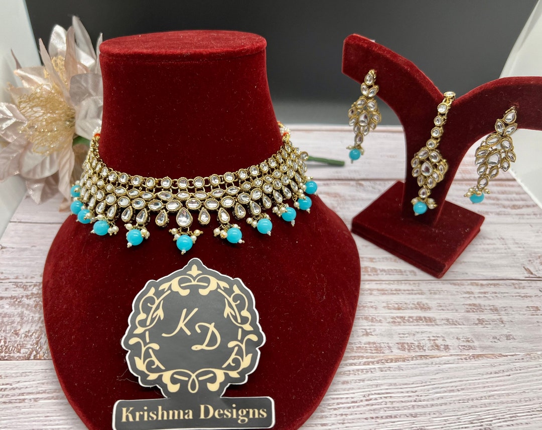Lightweight Ethnic Indian Traditional Kundan Polki Jewelry Set With ...