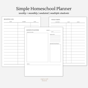 Simple Homeschool Planner Printable, Minimalist Homeschool Planner ...