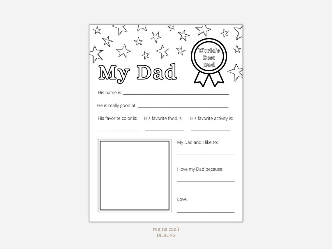 Father's Day Worksheet, Father's Day Coloring Page, My Dad Worksheet ...