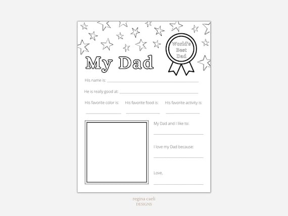 Father's Day Worksheet Father's Day Coloring Page My - Etsy