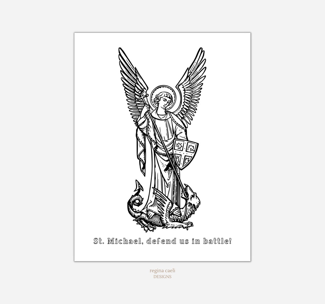 St. Michael Coloring Page, Michaelmas Coloring Page, Printable Catholic ...