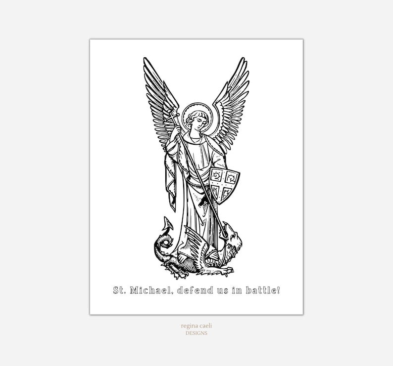 St. Michael Coloring Page, Michaelmas Coloring Page, Printable Catholic ...
