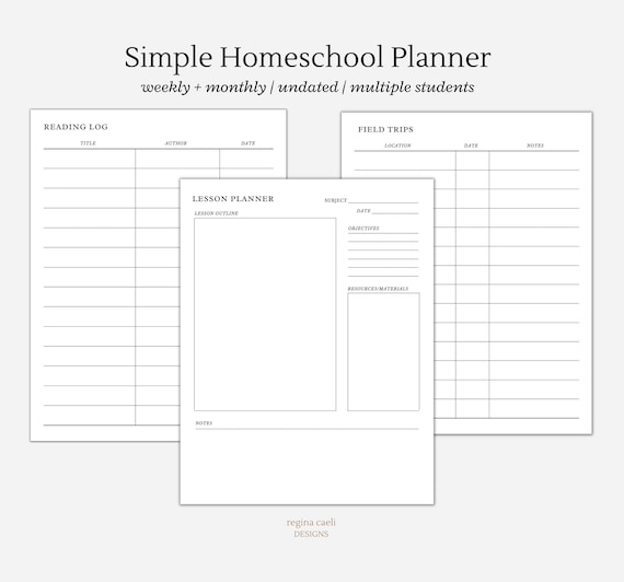 Simple Homeschool Planner Printable Minimalist Homeschool - Etsy