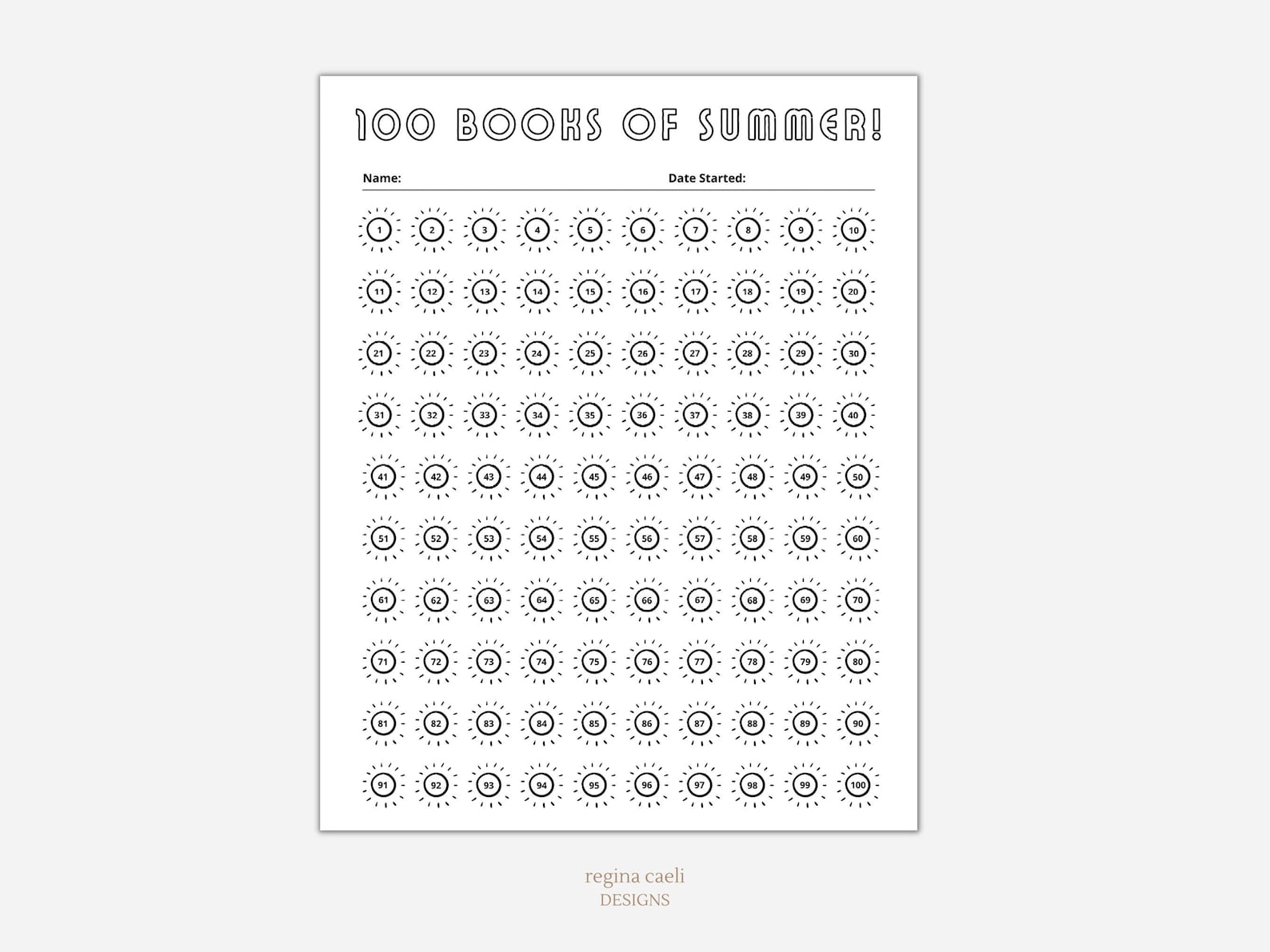 100 Books of Summer Printable, Summer Reading Printable, Summer Reading ...