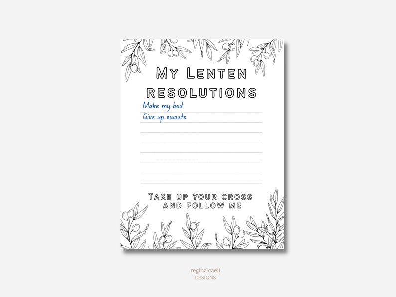 My Lenten Resolutions, Printable Lent Coloring Sheet, Children's Lent ...