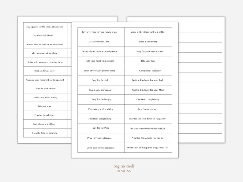 Advent Good Deeds for Children, Printable Advent Sacrifices, Advent ...