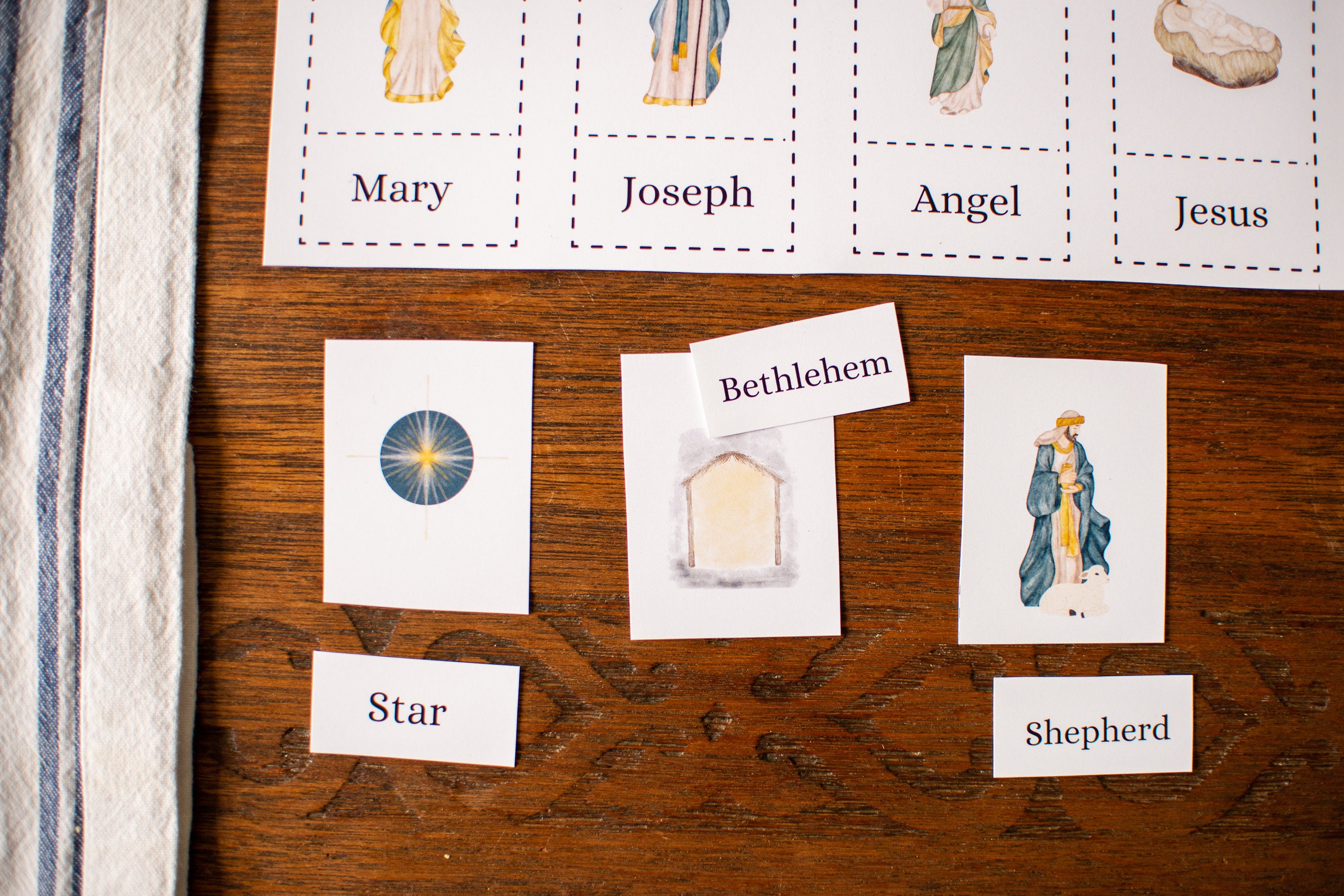 Nativity Story Set Printable, Christmas Scripture Cards, Kids Activity ...
