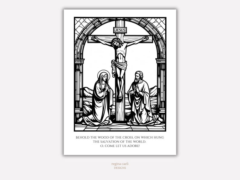 Good Friday Coloring Page, Holy Week Coloring Page, Cross Coloring Page ...