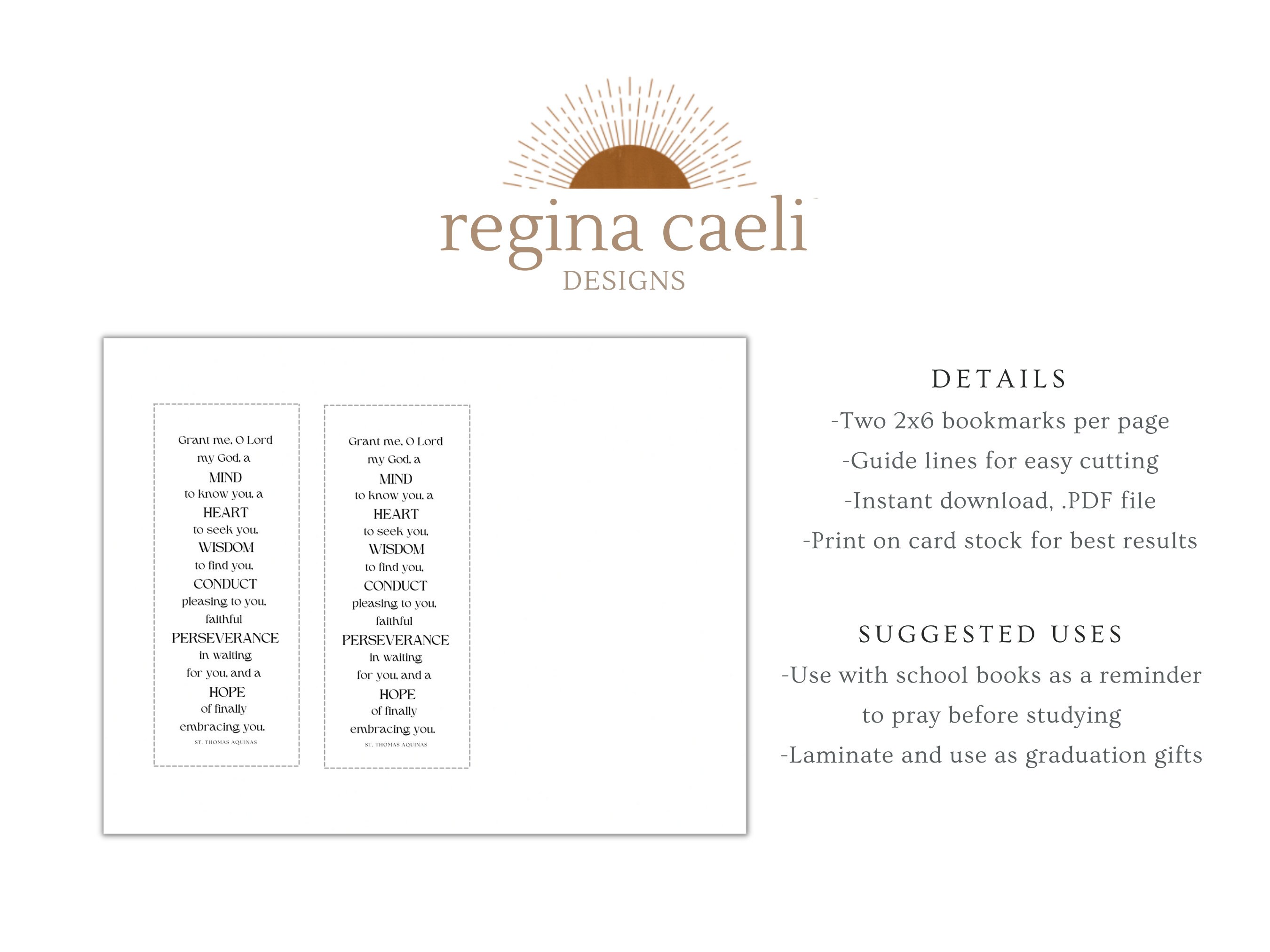 Student Prayer Bookmark Printable, Catholic Graduation Bookmark ...