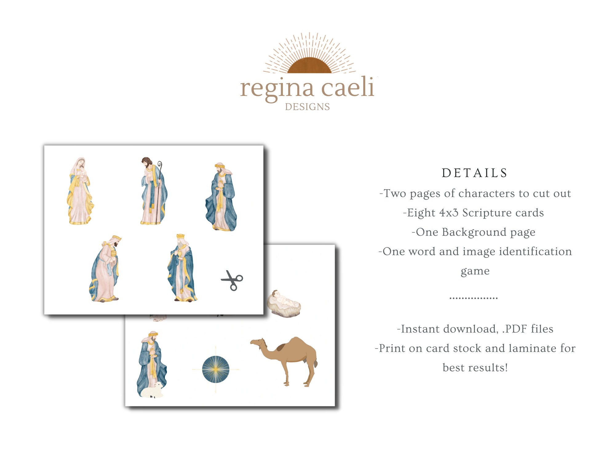 Nativity Story Set Printable, Christmas Scripture Cards, Kids Activity ...