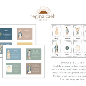 Nativity Story Set Printable, Christmas Scripture Cards, Kids Activity ...
