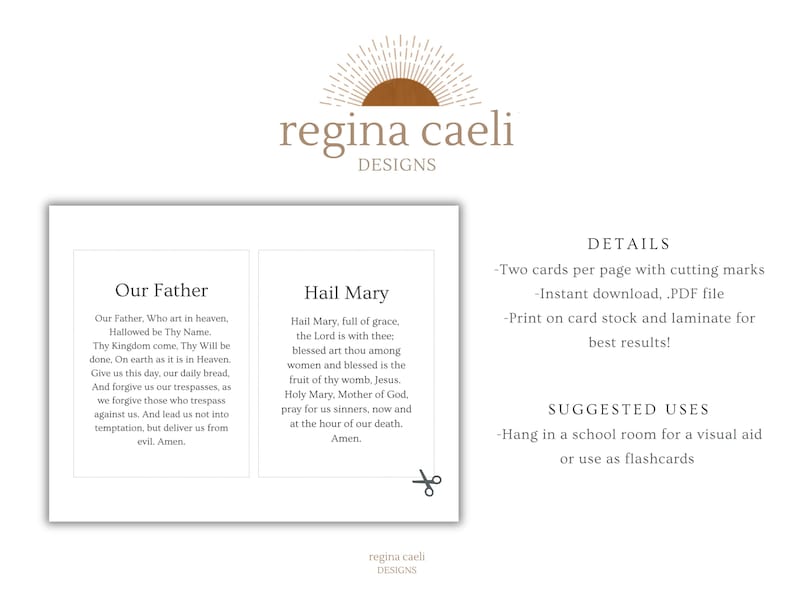 Catholic Prayer Cards Printable, 11 Catholic Prayers Bundle, Our Father ...