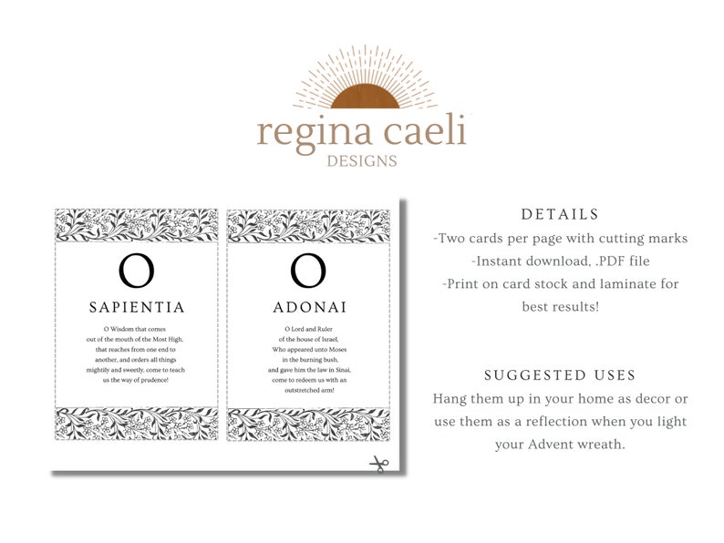 O Antiphons Printable, Advent Decoration, Catholic Printables, Black ...