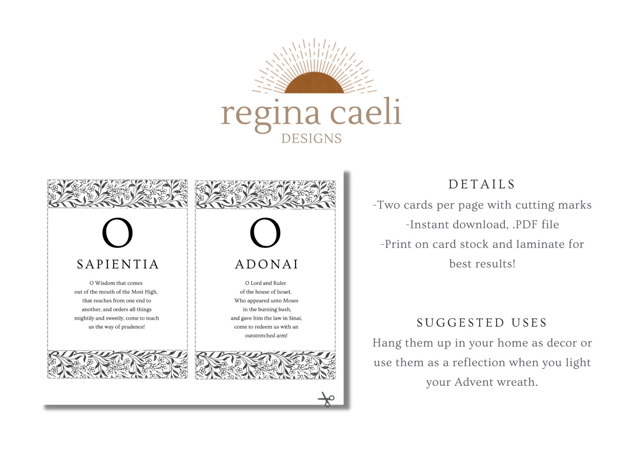 O Antiphons Printable, Advent Decoration, Catholic Printables, Black ...