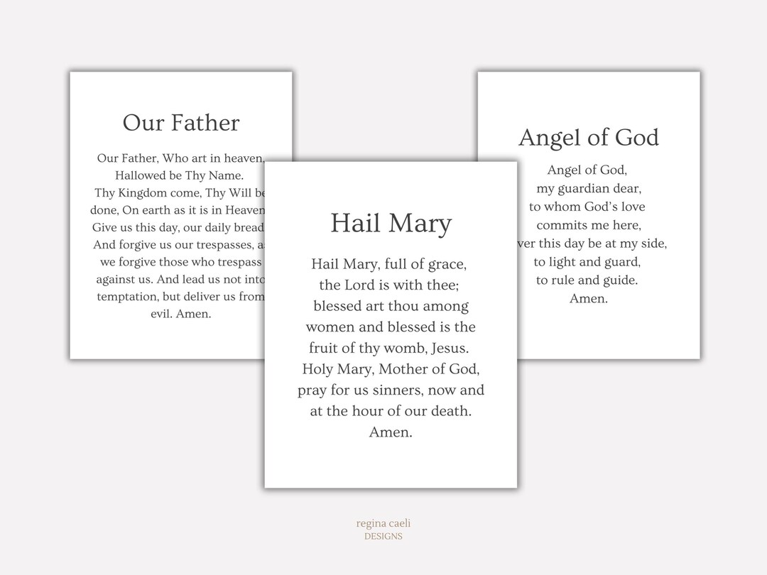 Catholic Prayer Cards Printable, 11 Catholic Prayers Bundle, Our Father ...