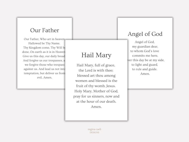 Catholic Prayer Cards Printable, 11 Catholic Prayers Bundle, Our Father ...