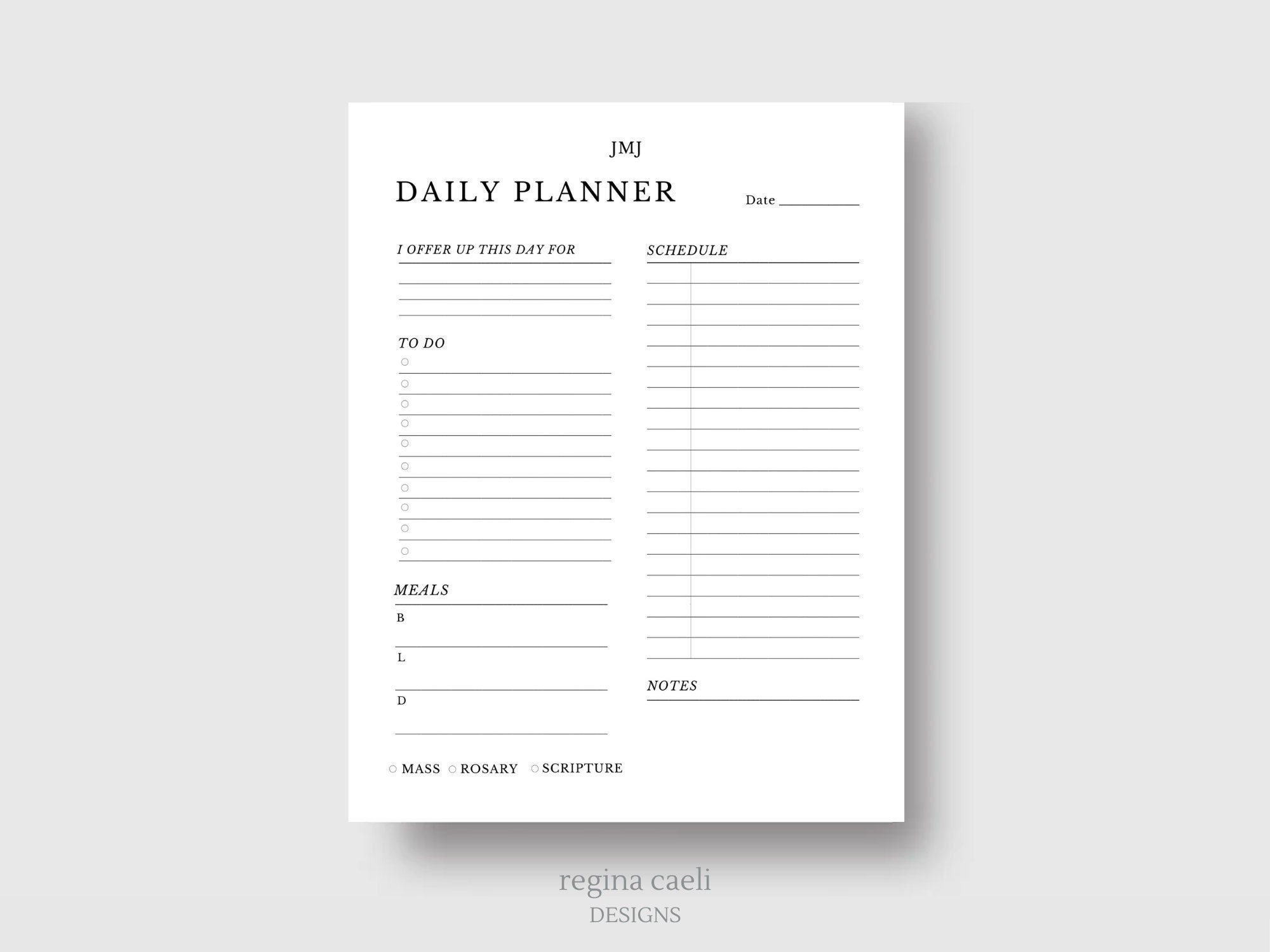 Printable Daily Planner With Spiritual Trackers, Catholic Daily Planner ...