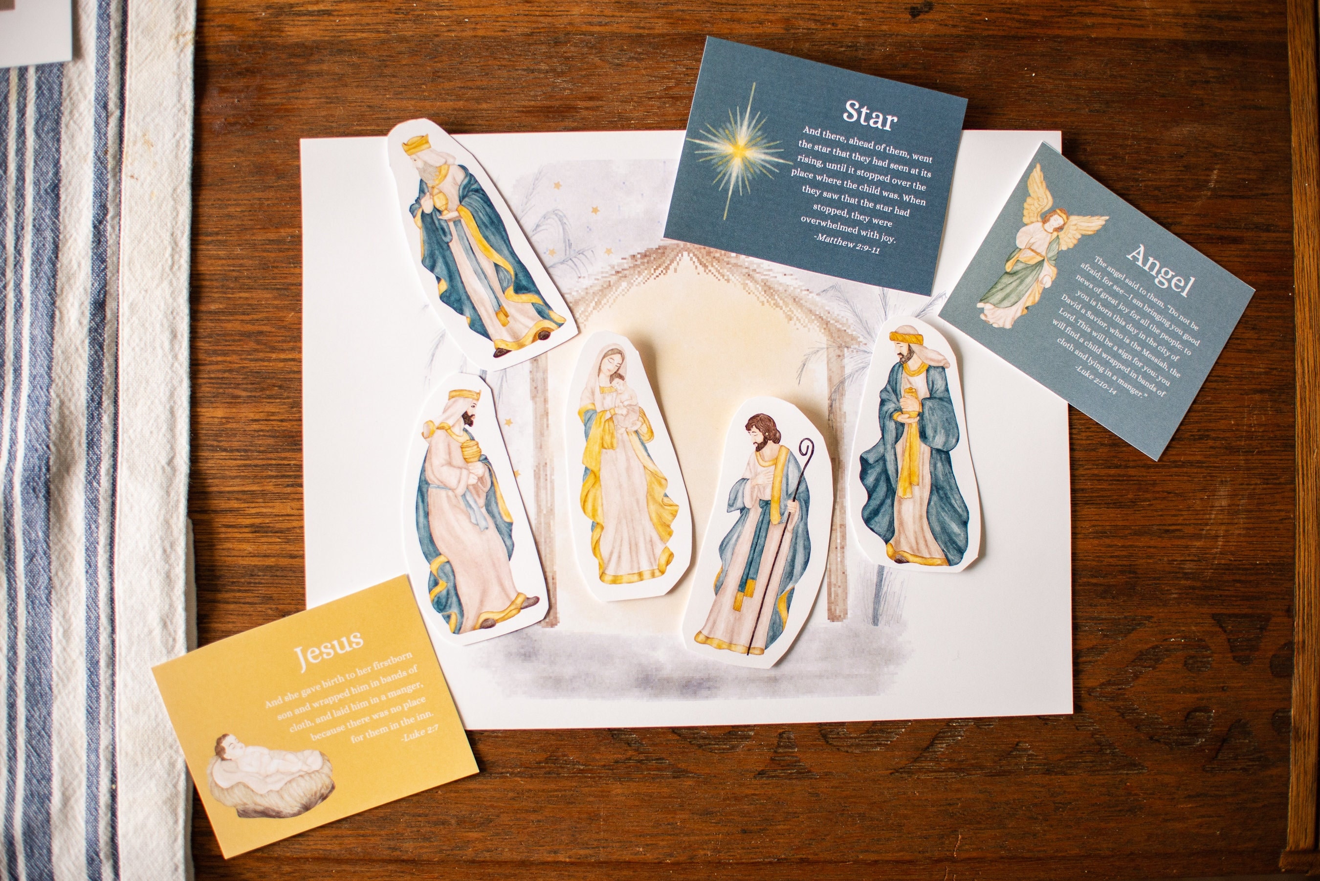 Nativity Story Set Printable, Christmas Scripture Cards, Kids Activity ...