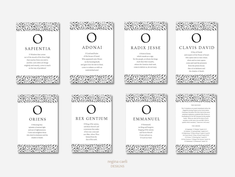 O Antiphons Printable, Advent Decoration, Catholic Printables, Black ...